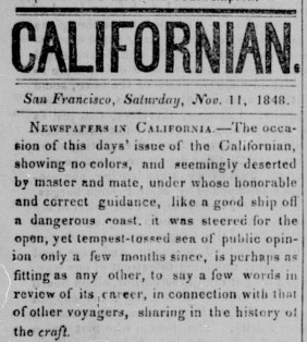 The First Newspapers in California | goldfields